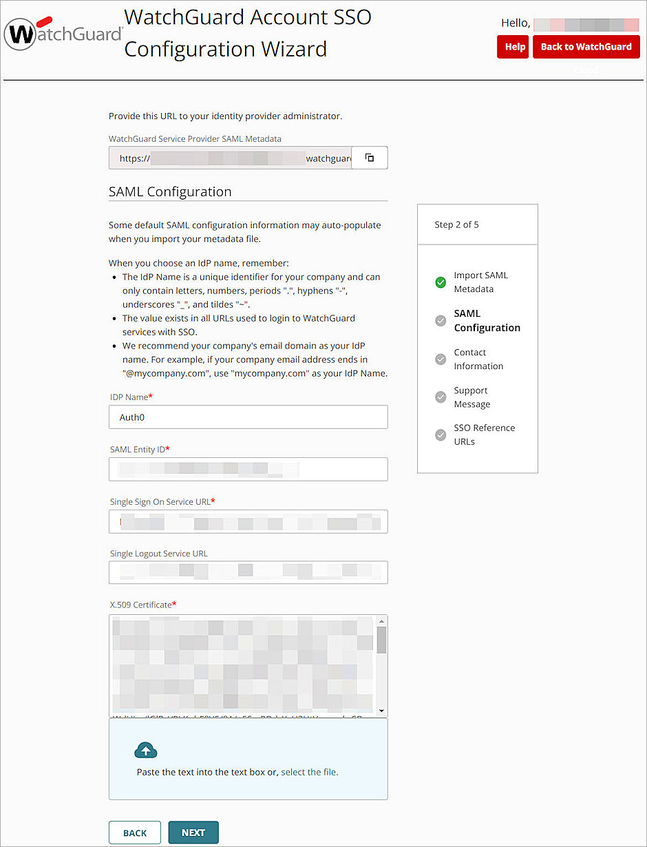 WatchGuard Account SSO Integration with Auth0